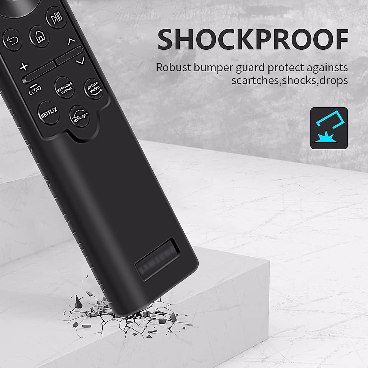 Silicone Protective Case Cover for Newest Samsung Smart TV Solar Cell Remote Control 2022,for Samsung BN59-01385 BN59-01386 BN59-0139 Frame Remote Battery Back Covers Skin Holder Sleeve-Black