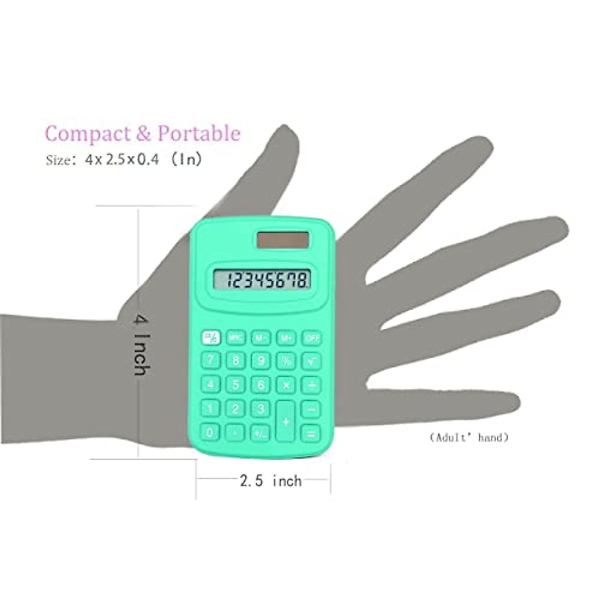 Basic Calculator Dual Power 8 Digit Silicone Button Desktop Calculator (4 Colors, Set of 8)