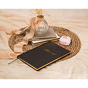 MUUJEE Wedding Officiant Book - Black Gold Embossed Hardcover Journal Notebook Pastor Sermon Notes Officiant Gift - Wedding Gift Ideas (Design 1)