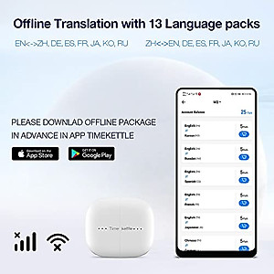 Timekettle M3 Language Translator Earbuds, Two-Way Translator Device with APP for 40 Languages & 93 Accents Online, Offline Translator for Exploring Expat Life Freely, Compatible with iOS & Android