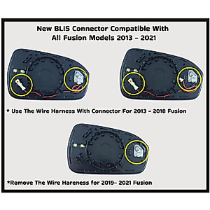 EAP Passenger Side Mirror Glass Replacement Compatible with Ford Fusion 2013-2021, Heated with Blind Spot Detection BLIS, DS7Z-17K707-C, DS7Z17K707C, KS7Z-17K707-A, KS7Z17K707A