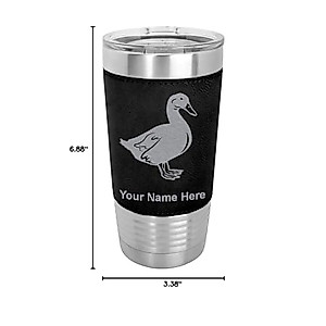 LaserGram 20oz Vacuum Insulated Tumbler Mug, Duck, Personalized Engraving Included (Faux Leather, Black)