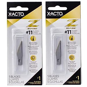 2-PACK - X-ACTO Z Series Light-Weight Replacement Blade, No 11, 4-7/8 in L, Stainless Steel Blade, Gold Hue, 5 blades per pack