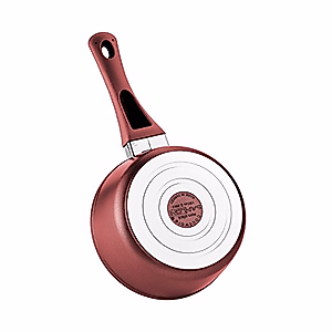 Saflon Titanium Nonstick 3-Quart Sauce Pan with Tempered Glass Lid, 4mm Forged Aluminum with PFOA Free Coating from England (Red)