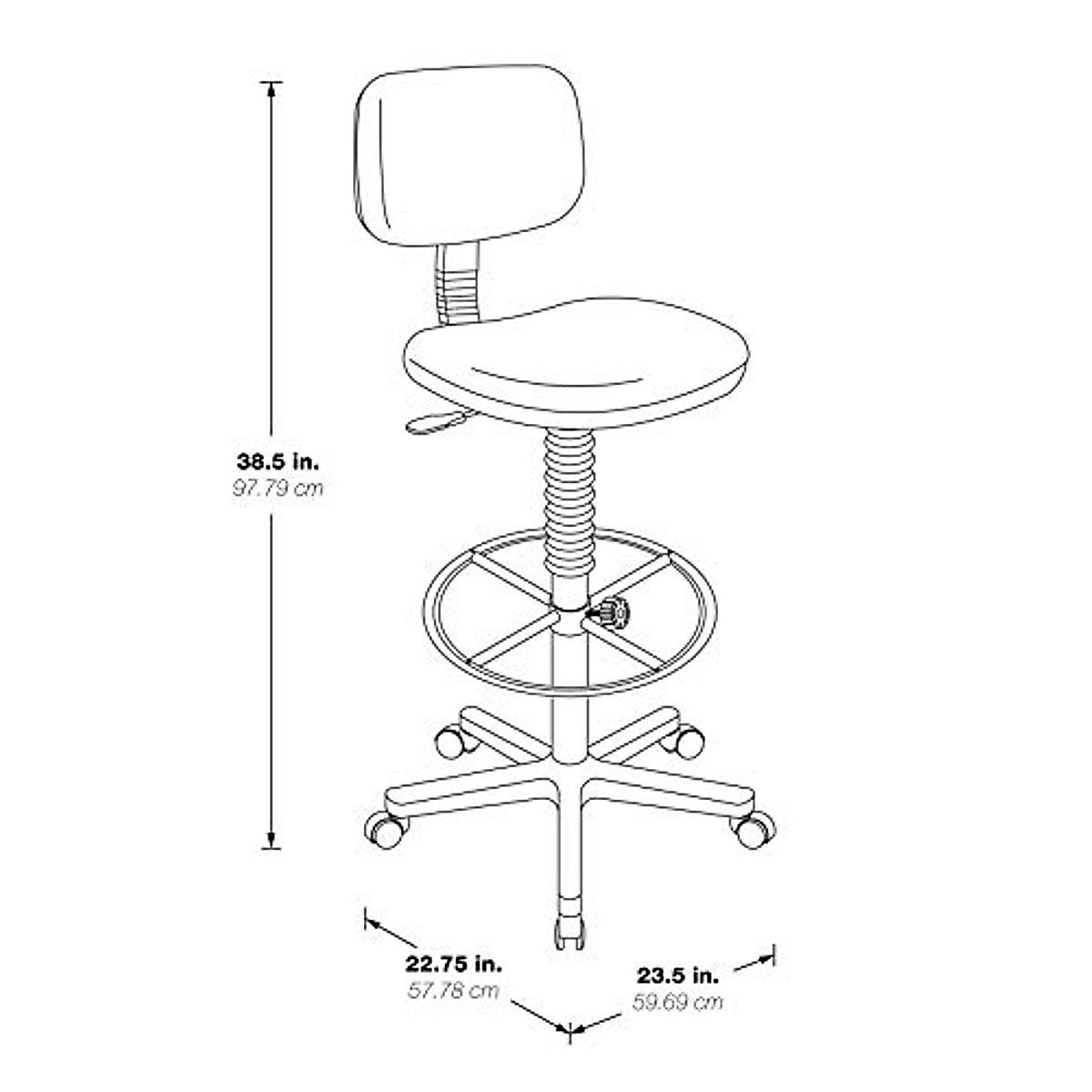 Office Star DC Series Adjustable Drafting Chair with Foot Ring and Sculptured Foam Seat, Icon Black Fabric
