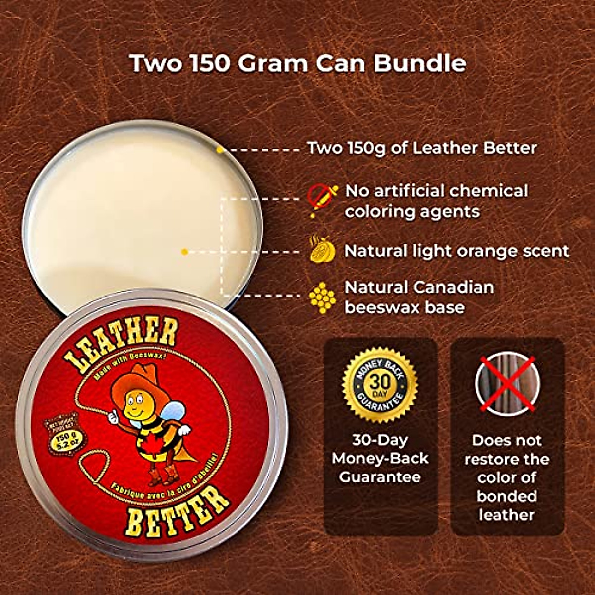 Leather Better Leather Conditioner for Furniture - Leather Cleaner and Restoration for Leather Couches, Boots and Shoes, Bags, Saddles and Tack, Jackets, and Car Seats/Leather Softener (10.4 oz)