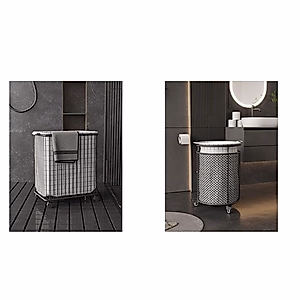 TPTBON Laundry Basket with Removable Inner Bag, Metal Wire Frame Laundry Hamper, Laundry Basket on Wheels, Dirty Clothes Hamper Organizer Storage for Bedroom, Bathroom(Gold,Square)