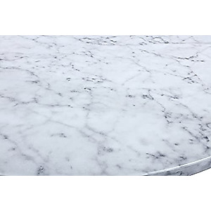 Best Master Furniture Shayla Mid Century Modern Laminated Faux Marble Round Dining Table, White