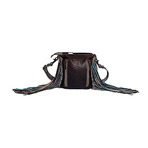 Myra Bag Cobal Blue Concealed Carry Bag Upcycled, Brown, S-3345