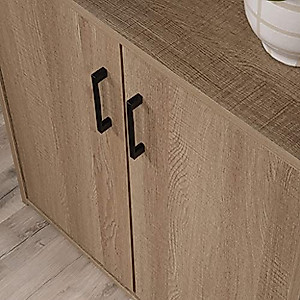 Sauder Beginnings Bookcase with Doors, L: 24.65" x W: 11.65" x H: 71.14", Summer Oak Finish