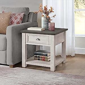 Martin Svensson Home Monterey Solid Wood End Table White with Grey Top