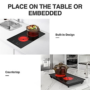 GIHETKUT Electric Cooktop,Built-in and Countertop Electric Stove Top, 2100W 110V induction Cooktop, 9 Heating Level, Timer & Kid Safety Lock, Sensor Touch Control