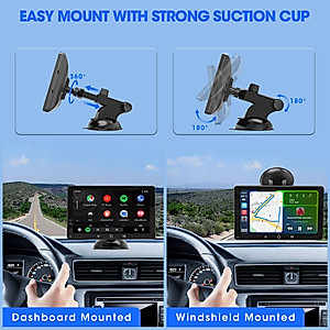 Wireless Apple CarPlay Android Auto: Portable 7 Inch QLED Touch Screen Car Stereo - Bluetooth 5.0 Mirror Link Steering Wheel Control Voice Assistant GPS Navigation
