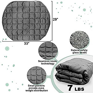 Weighted Lap Blanket, Weighted Lap pad 7lbs(33”x29'') for Adult Portable, Soft Material with Premium Glass Beads for Traveling, Sleeping Relax (Black)