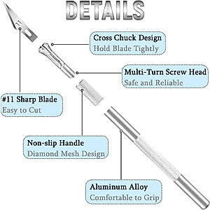 2PCS Exacto Knife, Professional Stainless Steel Precision Knife Hobby Knife Razor Tool with 10 Spare Blades for Phone PC Tablet Drone Repair DIY Art Work Cutting Caving Knife Sculpture, etc.
