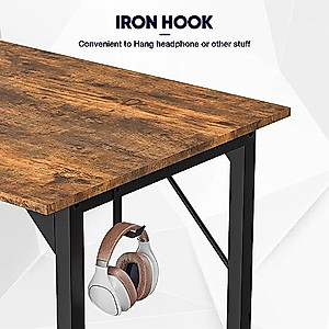 Computer Desk - 47 Inch Office Desk, Modern Desk with Storage, Wood Writing Desk, Corner Desk for Small Space, Executive Work Desk, Home Desk for Bedroom