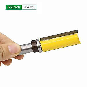 Flush Trim Bit with Bearing, 2 Inch Cutting Length and 1/2 Inch Shank, Carbide Pattern Router Bit, Woodcutting Woodworking Tools