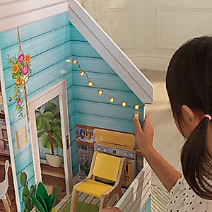 KidKraft Zoey Magic Lights & Sounds Dollhouse with EZ Kraft Assembly™, 18-Piece Accessory Set, Gift for Ages 3+