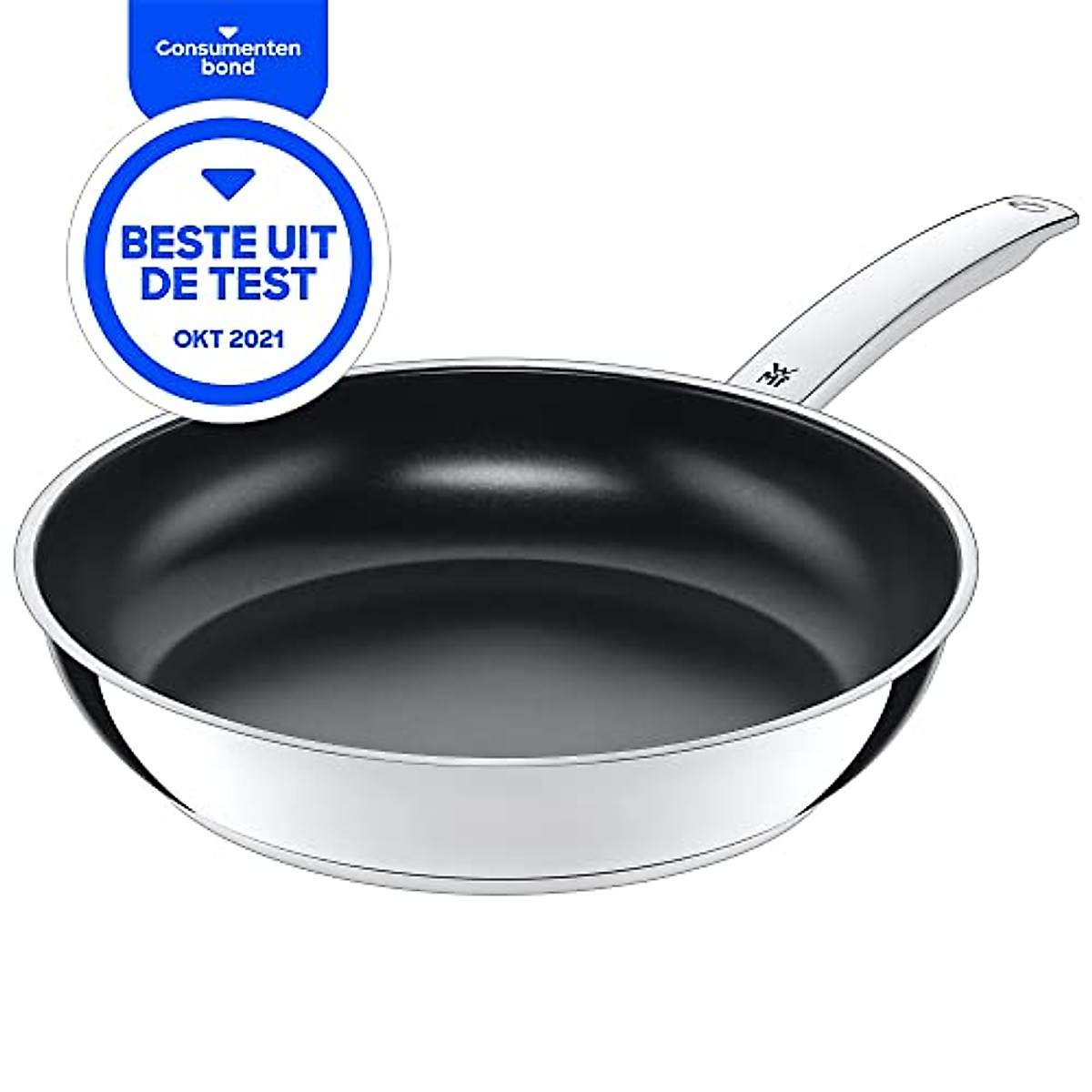 WMF Frying Pan Coated with Devil Pouring Rim Stainless Steel Handle, Silver, 28 cm