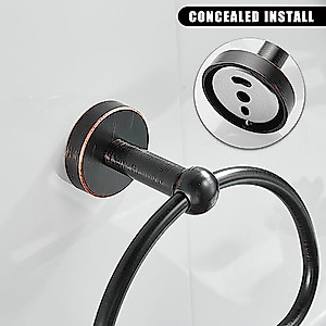 Leyden Bronze Towel Holder, Oil Rubbed Bathroom Towel Ring, Bath Hand Towel Rack Wall Mounted Half Round Farmhouse Rustic ORB