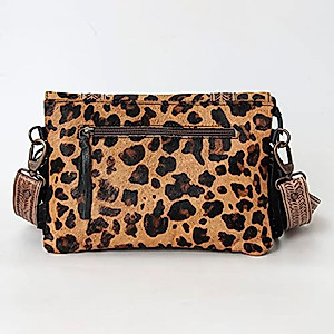 Merbaa Animal Printed,Cowhide And Hairon Leather With Hand Tooled Fashion Hippie Suede Fringe Tassel Messenger Bag for Women Hobo Vintage Shoulder Bags Crossbody Handbag (Orange Tan)