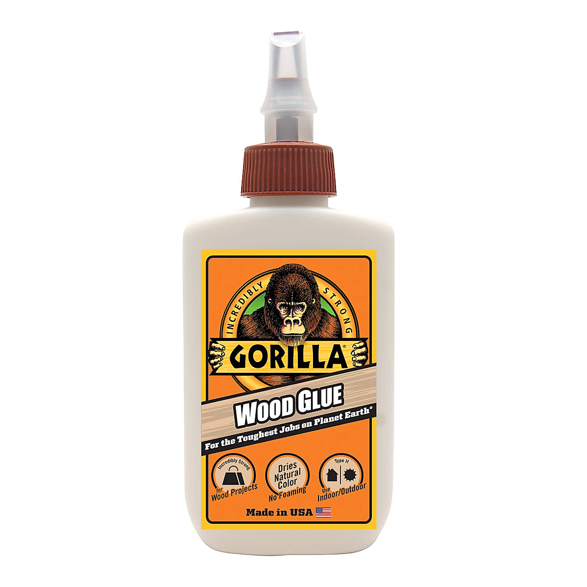 Gorilla Wood Glue; 4 Ounce Bottle; Natural Wood Color; (Pack of 2)