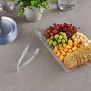 [Clear Tongs 7.5'' Inches] Plasticpro 7.5'' Serving Tongs Heavy Duty Reusable Kitchen and BBQ Clear Serving Tong for party's, Caterings, Events, Buffet, Weddings, And every Day use Pack of 12