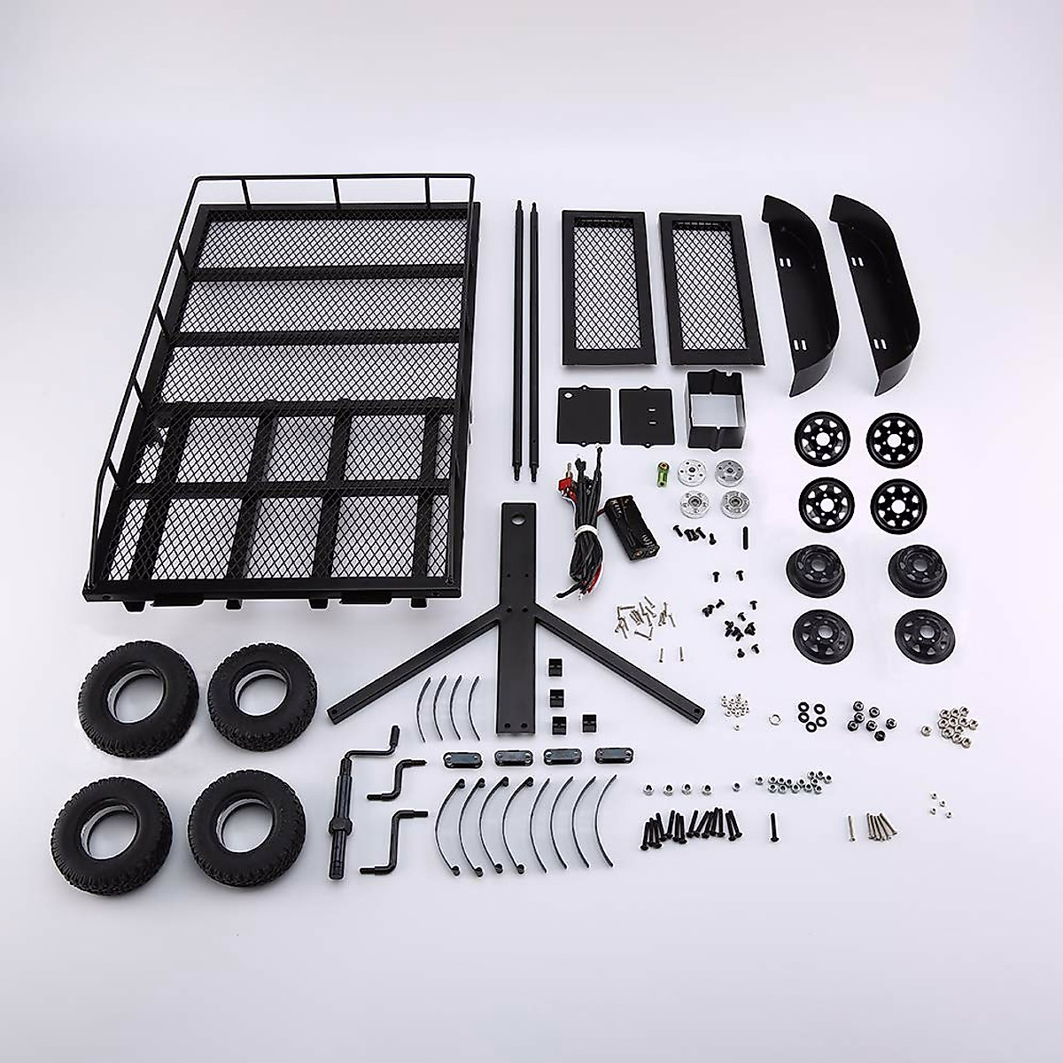 Goolsky Heavy-Duty Trailer Cargo Carrier Metal Kit for 1/10 Traxxas HSP Redcat RC4WD Tamiya Axial SCX10 D90 HPI RC Crawler Car DIY