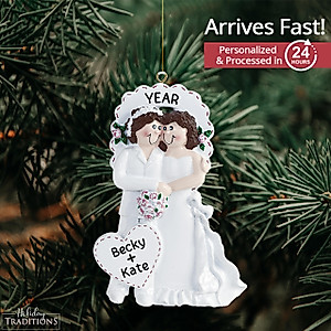 Couples Personalized Christmas Ornaments 2023 - Fast & Free 24h Customization – LGBT Lesbian Couple Wedding Christmas Decorations with Name - Comes Gift-Wrapped