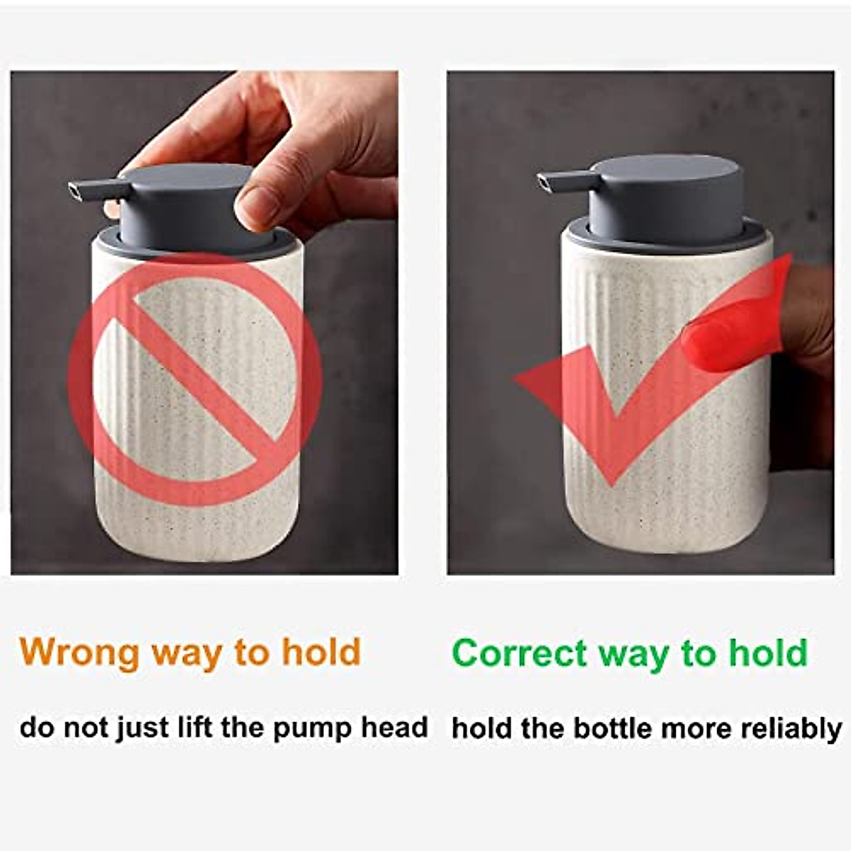 SeenVo Bathroom Countertop Soap Dispensers,Ceramic Foaming soap Dispenser Beigem for 13oz Refillable Liquid Lotion Soap Dispenser with Rust-Proof foaming Pump