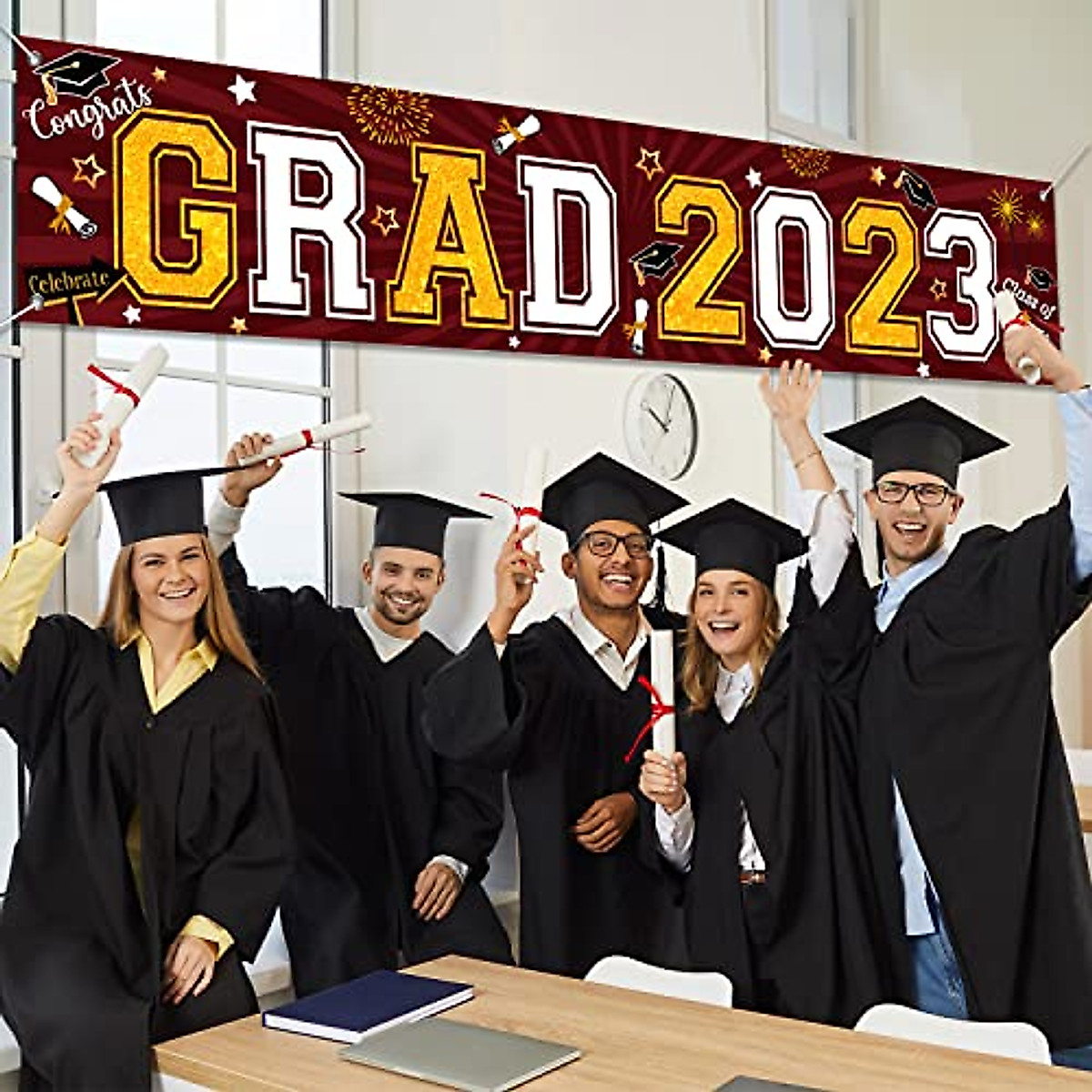 2023 Graduation Yard Sign Congrats Grad Lawn Sign Decorations Giant Maroon Class of 2023 Banner for Graduation Party Supplies(Maroon)