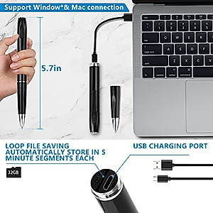 abyyloe Spy Camera, Hidden Camera with 32G SD Card, Mini Spy Camera with 1080P, Spy Pen for Taking Pictures, Mini Camera for Home Security or Classroom Study
