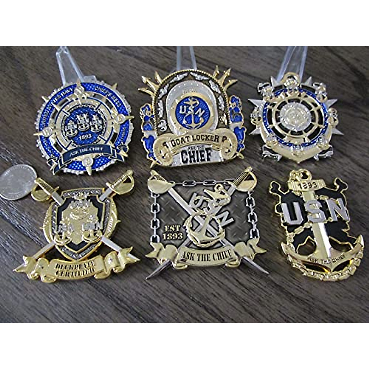 Set of 6 USN CPO Navy Chief Goat Locker Chief Petty Officer Challenge Coins