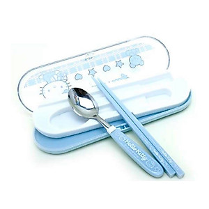 KITTY's Pretty in Blue Flatware Set in Case - Spoon & Chopsticks