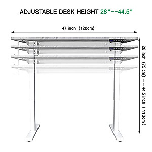 Win Up Time Electric Standing Desk- Adjustable Height Desk, Sit Stand Desk Frame & 48 x 24 Inches Table Top, Adjustable Desks for Home Office, Marbling Style