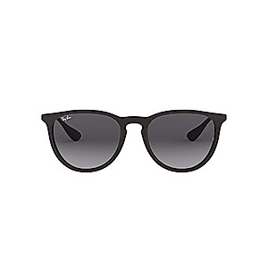 Ray-Ban RB4171 Erika Round Sunglasses, Rubber Black/Light Grey Gradient Dark Grey, 54 mm