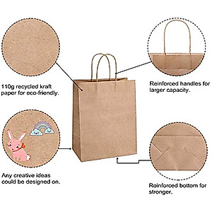 100pcs Kraft Paper Bags 7.9x4.25x10.6" Gift Bag with Handles for Wedding Party Craft Retail Packaging,Recycled Twist handles Brown Shopping Bags (Brown,S-100)