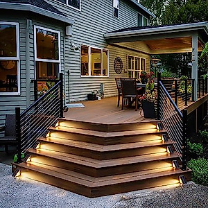 ASOMST Solar Step Lights 6 Packs, LED Deck Light Outdoor Waterproof IP67, Solar Powered Fence Lighting Warm White, Solar Stair Light Decorative for Garden Yard Patio Porch Front Door Pathway