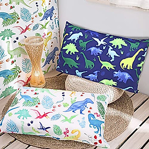 Toddler Pillowcase, Kids Pillow Cover for Sleeping, 2 Pack Dinosaur Set Fit Pillow Sized 13"x 18" Or 14"x19", 100% Silky Soft Microfiber, Envelope Closure, Baby Travel Pillowcase for Boys Girls