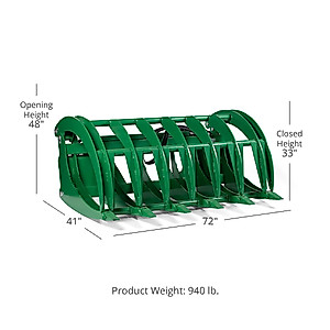 Titan Attachments 72-in HD Grapple Rake Attachment Fits John Deere Tractors with Global Euro