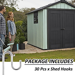 30 Pcs Long Shed Hooks for Hanging Heavy Duty Individual Utility Hooks Universal Wall Mounted J Utility Hangers for Tools Shovels Rakes Bikes Organization