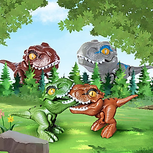 Berry President Dinosaur Toys for Kids 3-5, Dinosaurs Biting Fingers Puppets,Dinosaur Action Figures with Movable Mouths, Jurassic Dinosaur Toys (4 Dinosaurs)