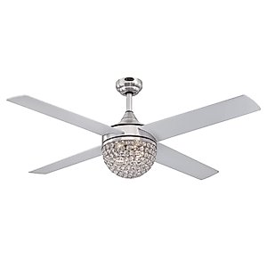 Westinghouse Lighting 7226200 Kelcie, Contemporary LED Ceiling Fan with Light and Remote Control, 52 Inch, White Finish, Crystal Jewel Shade