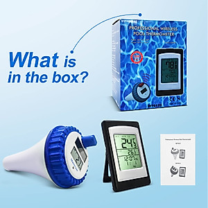 Metoluar Pool Thermometer, Wireless Floating Easy Read, Best Solar Remote Digital Outdoor Floating Thermometers for Swimming Pool, Bath Water, and Hot Tubs