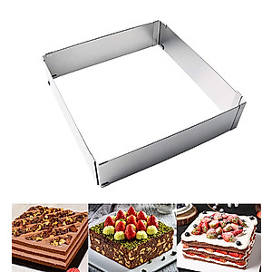 LI-GELISI 6~11inch Retractable Square Cake Mould Stainless Steel Pastry Rings Cake Mousse Ring