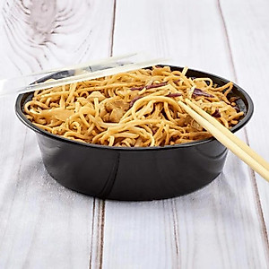 VeZee 24oz Disposable Black Meal Prep/Bento Box with Clear Dome Lids - Round Plastic Meal Containers - Leak Proof and Reusable Box : Perfect For Salad, Meal Prep and Fruits : Set of 50