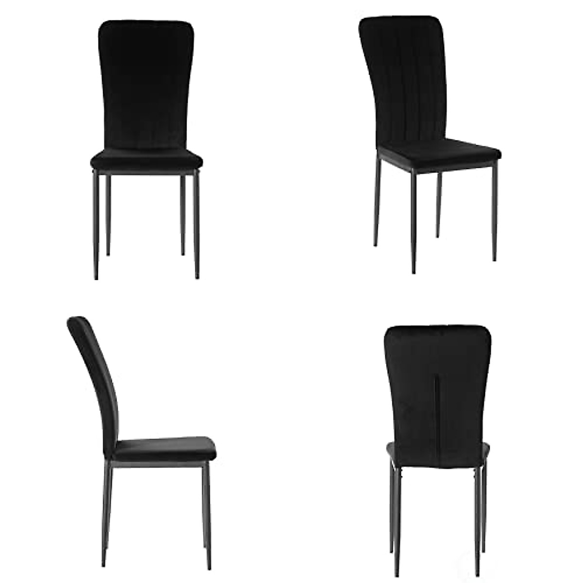 Fabulaxe Black Modern and Contemporary Tufted Velvet Upholstered Accent Dining Chair, Set of 4