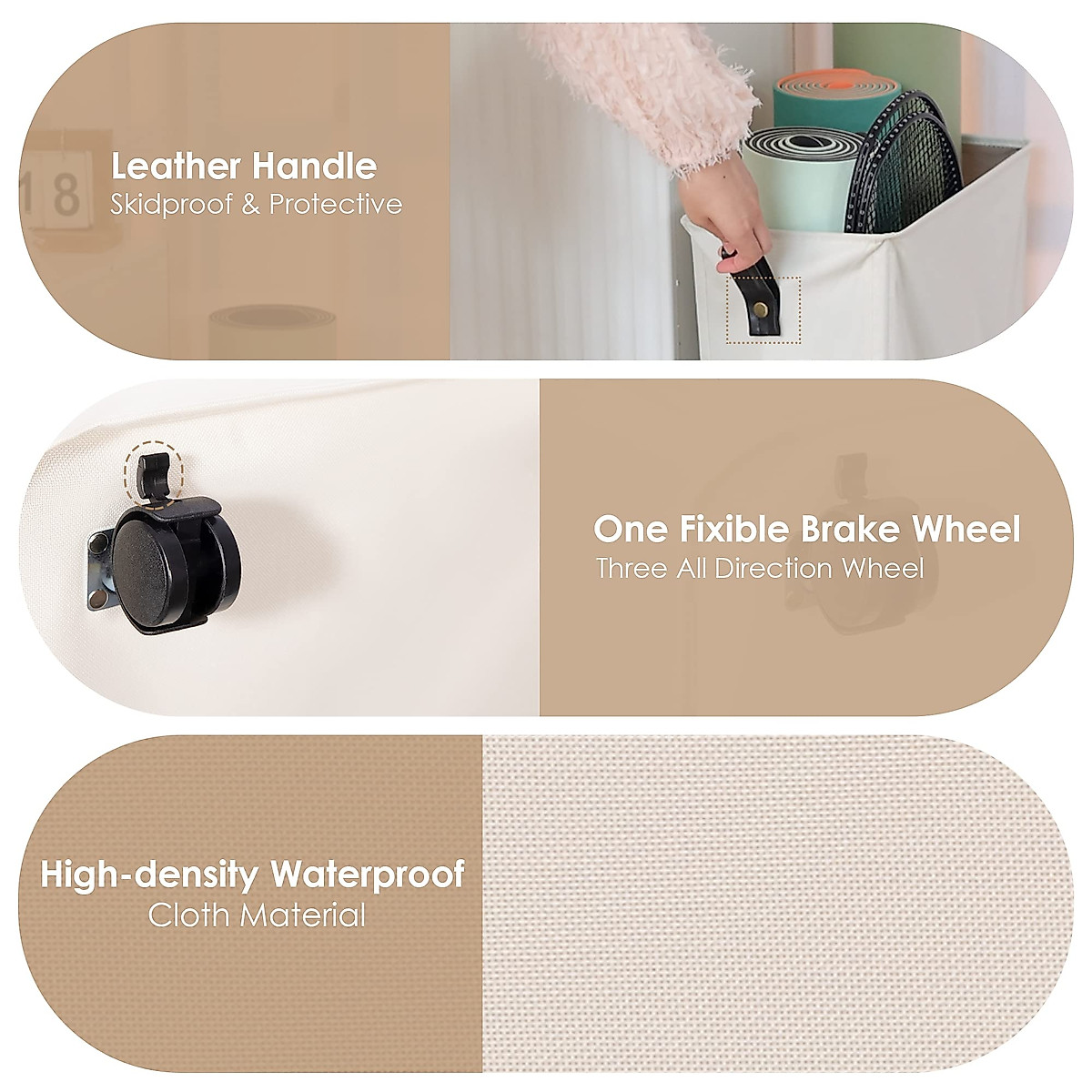 Caroeas Yoga Mat Storage Rack, 22 inches Large Yoga Mat Holder Accessories, Home Gym Equipment Storage Yoga Mats, Women Men Workout Equipment Organization with 4 Wheels, White