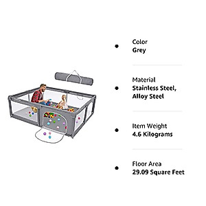 HyperEden Baby Playpen, Playpen for Babies and Toddlers, Extra Safe with Anti-Collision Foam Playpens for Babies, Indoor & Outdoor Playard for Kids Activity Center with Gate, Large Anti-Fall Playpen
