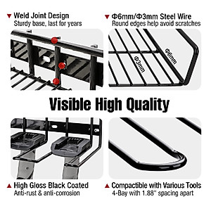 UNITEDPOWER Wall Mounted Power Tool Organizer Holder, Heavy Duty Utility Storage Rack for Battery Powered Hand Tools, Cordless Drill Rack and Tool Shelf Compact Design, Drill Rack With Tool Shelf